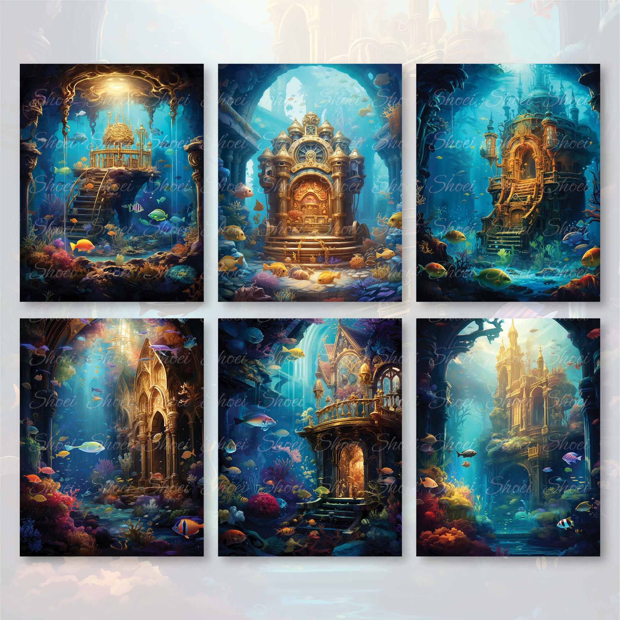 Enchanted Underwater Digital Paper: Fantasy Seascape Jpgs (US Letter ...
