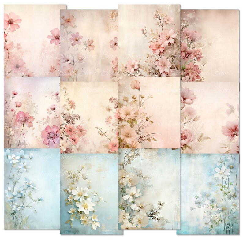 Buy Shabby Chic Floral Digital Paper: 176 Vintage Designs (8.5x11 JPG ...
