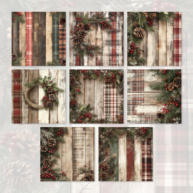 Rustic Christmas Digital Paper Collection - 30 Pages for Junk Journal ...