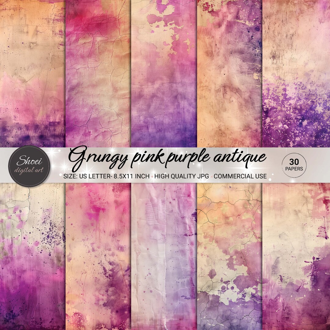 Vintage Grunge Pink Purple Digital Paper Collection for Art & Craft ...