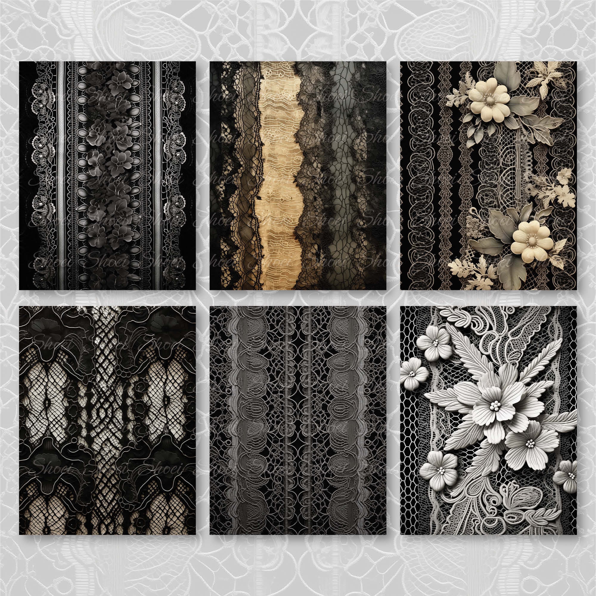 Black Lace Digital Paper for Junk Journal Kit, Mixed Media Art ...