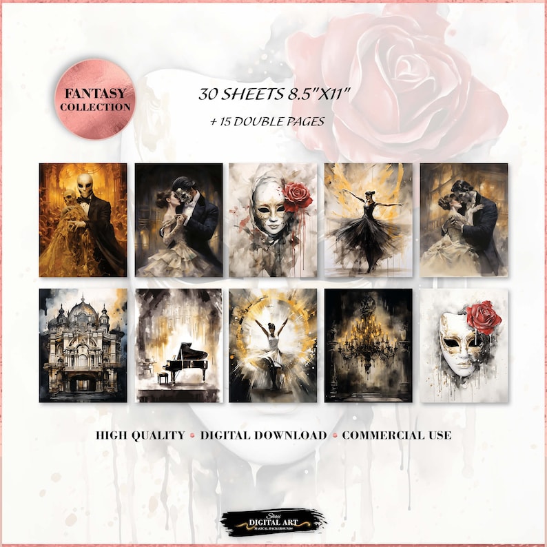 Opera Fantasy Digital Art for Junk Journal Kit, Mixed Media Art ...