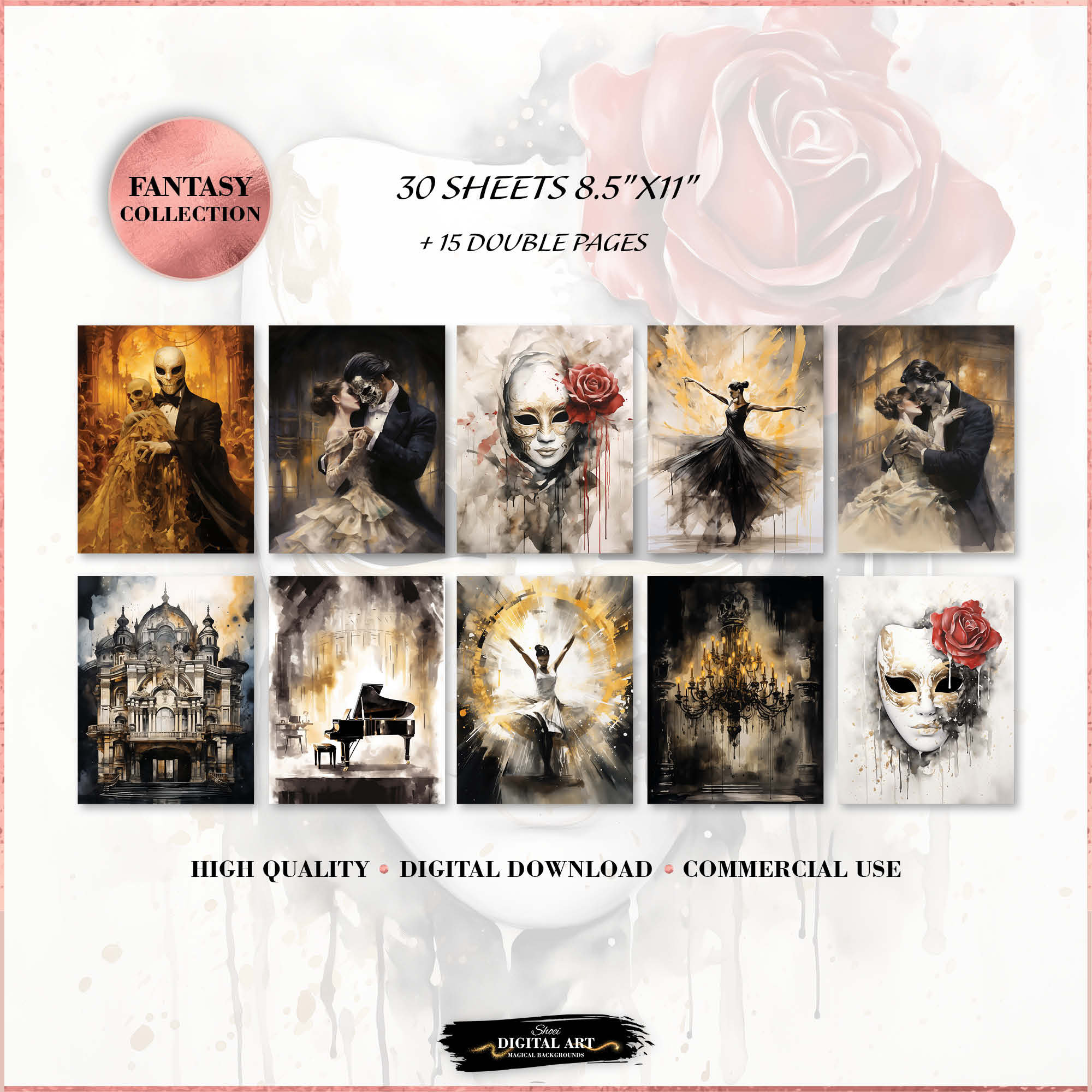 Opera Fantasy Digital Art for Junk Journal Kit, Mixed Media Art ...