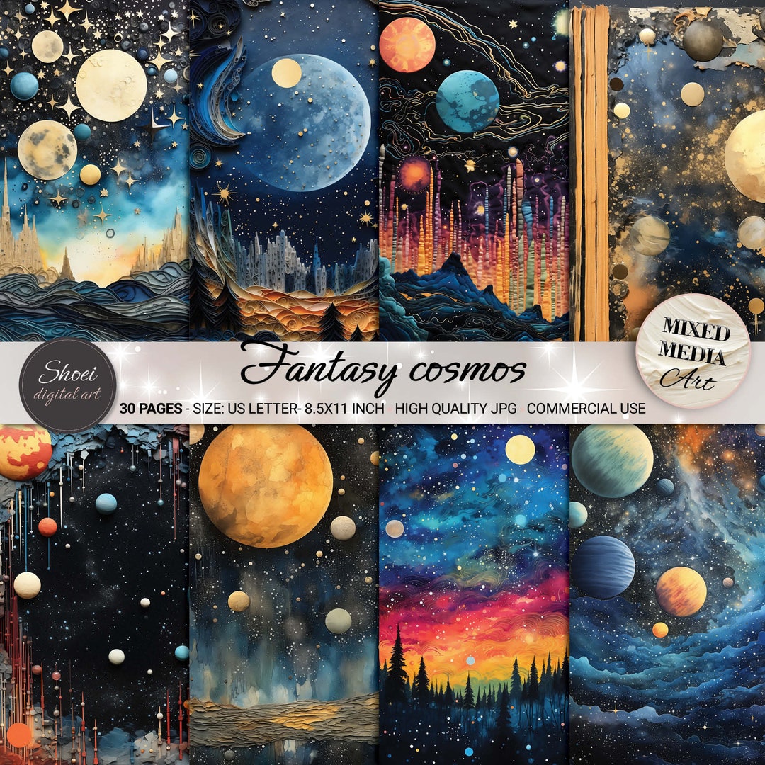 Fantasy Cosmos Digital Papers: Galactic Scrapbooking Backgrounds (JPG ...