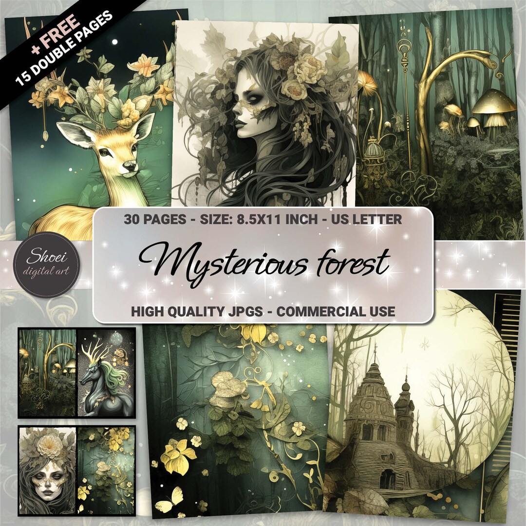 Green Fantasy Digital Art Set: Watercolor Fairy Tale Designs (digital ...