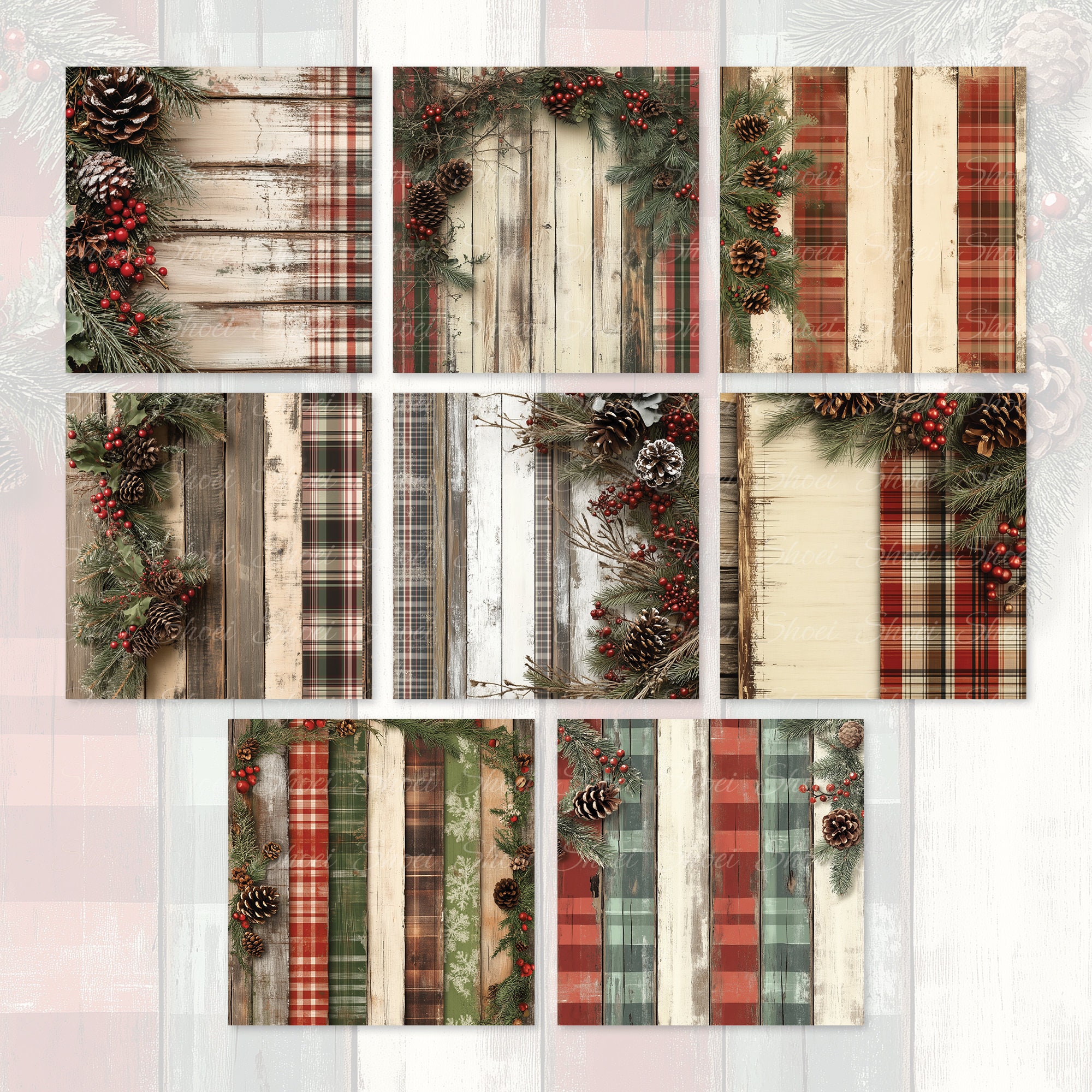 Rustic Christmas Digital Paper Collection - 30 Pages for Junk Journal ...