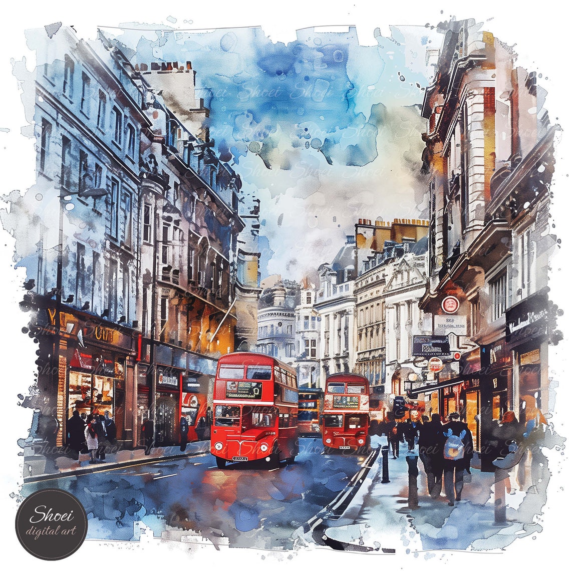 London Watercolor Clipart: Big Ben, Red Bus, UK Landmarks (32 JPG ...