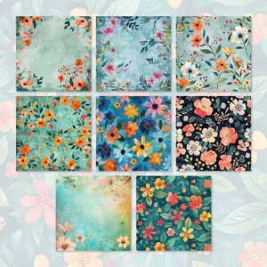 Whimsical Floral Digital Paper Collection - 30 Pages 12X12 for Junk ...
