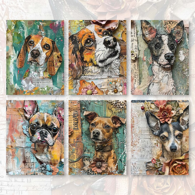 Whimsical Dogs Digital Paper: Artistic Canine Designs (8.5x11 JPG) - Etsy