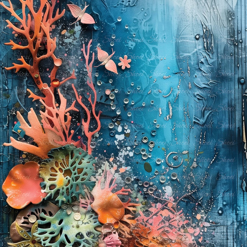 Coral Reef Digital Paper: 30 Mixed Media Ocean Designs (8.5x11 JPG) - Etsy