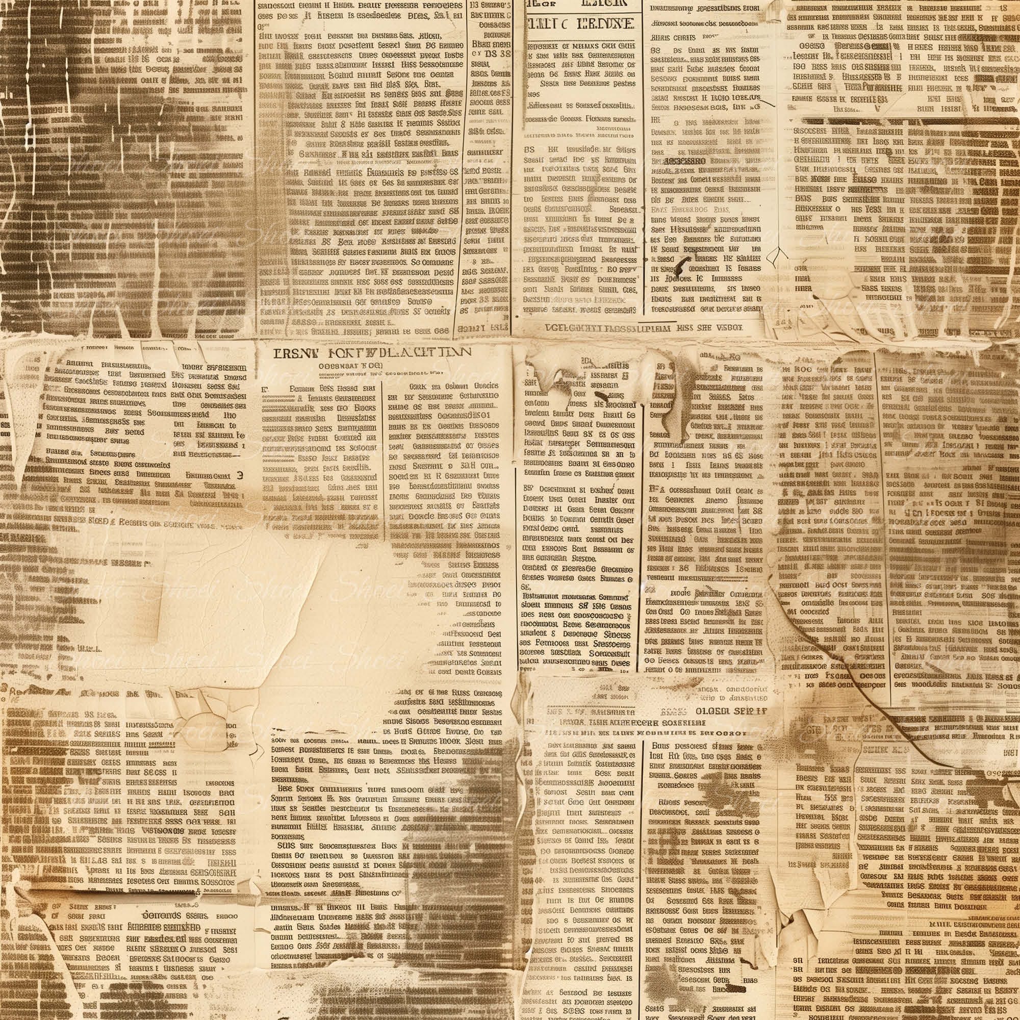 Vintage Old Newspaper Digital Paper Collection 30 Pages 12x12 for Junk ...