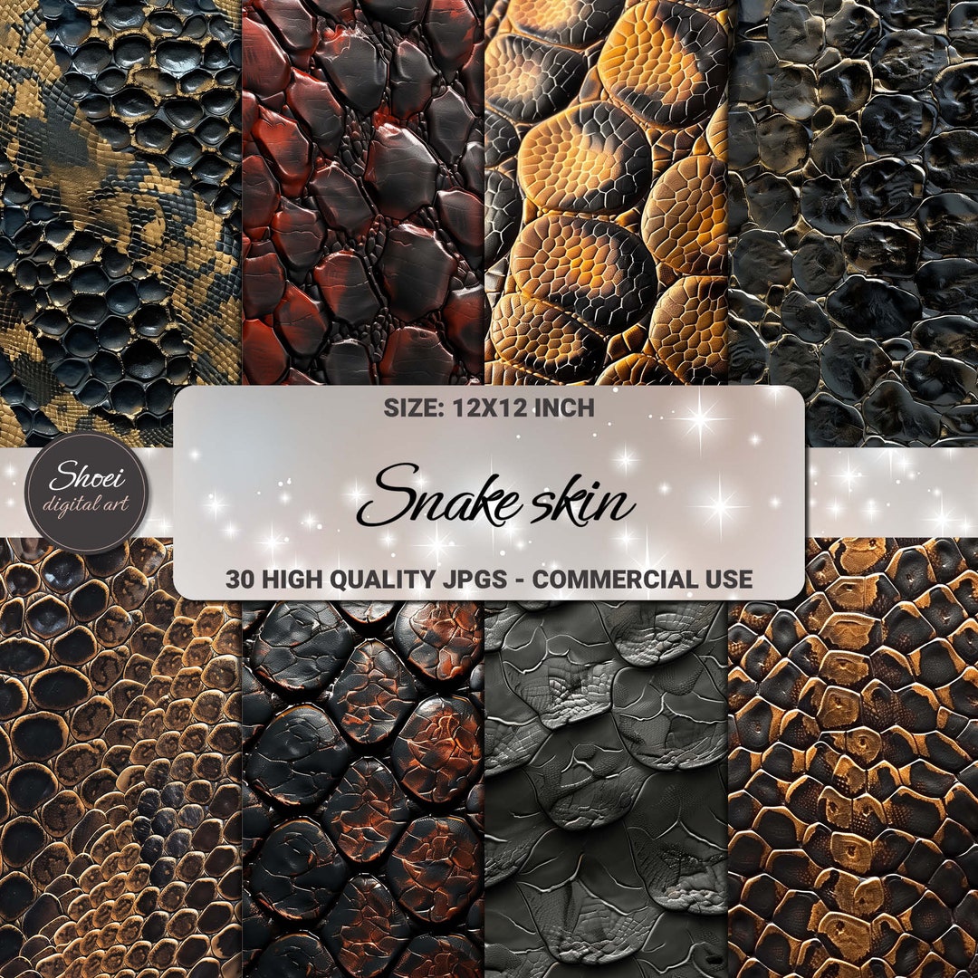Snake Skin Texture Digital Paper Set - 30 Pages 12x12 for Junk Journal ...