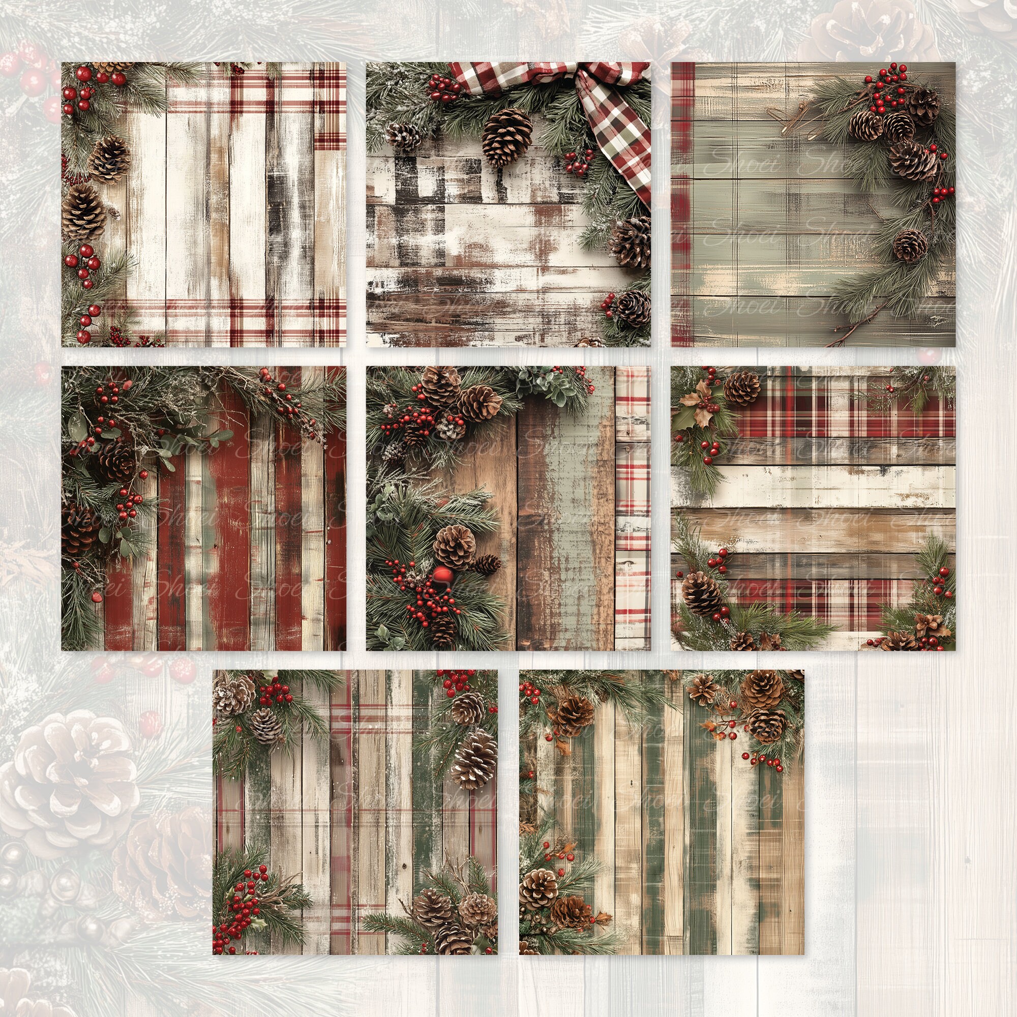 Rustic Christmas Digital Paper Collection - 30 Pages for Junk Journal ...