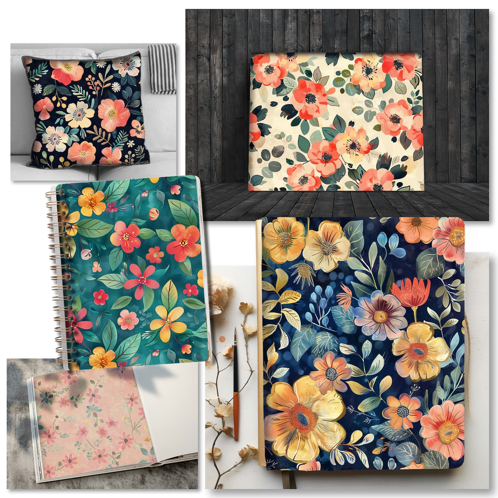 Whimsical Floral Digital Paper Collection 30 Pages 12X12 for Junk ...