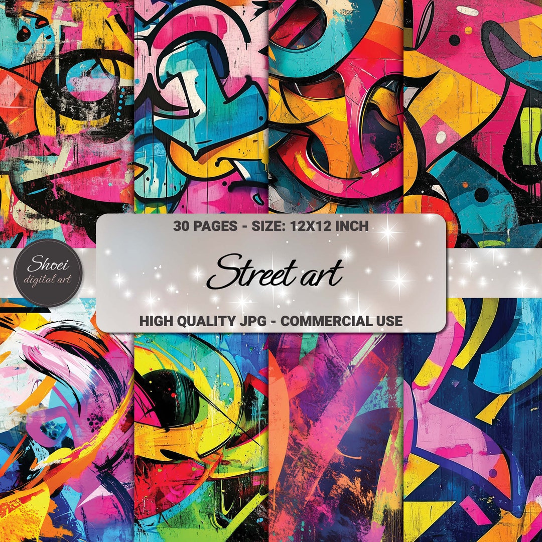 Vibrant & Edgy Street Art Digital Papers - 30 Pages for Scrapbooking ...