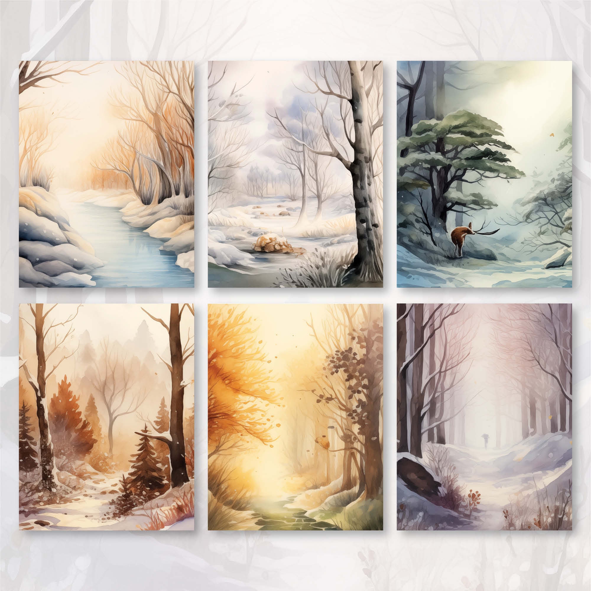 Snowy Woodland Digital Paper: Winter Scrapbook Prints (commercial Use ...