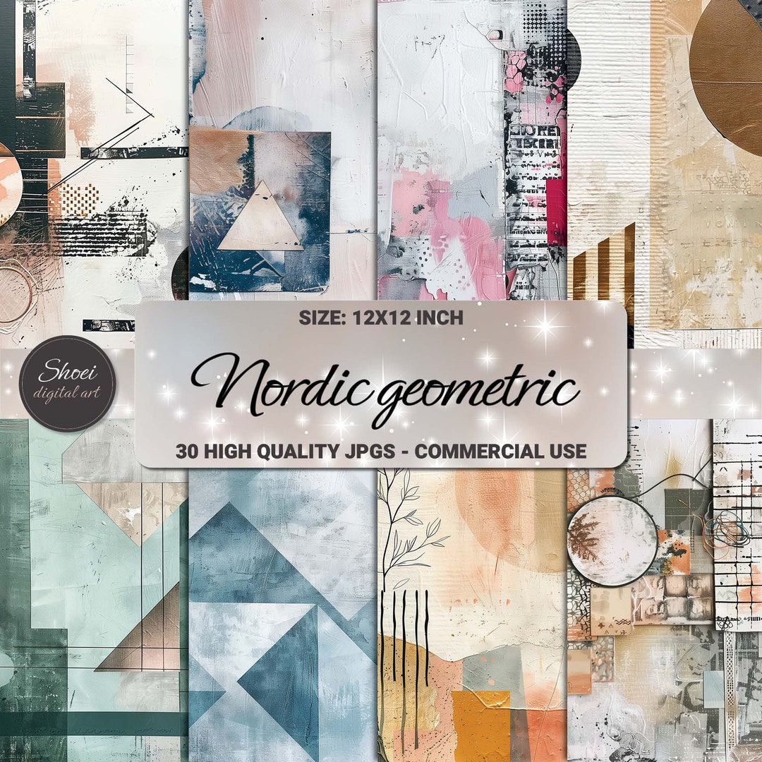 Modern Minimalist 12X12 Digital Paper Set for Scrapbooking, Junk ...