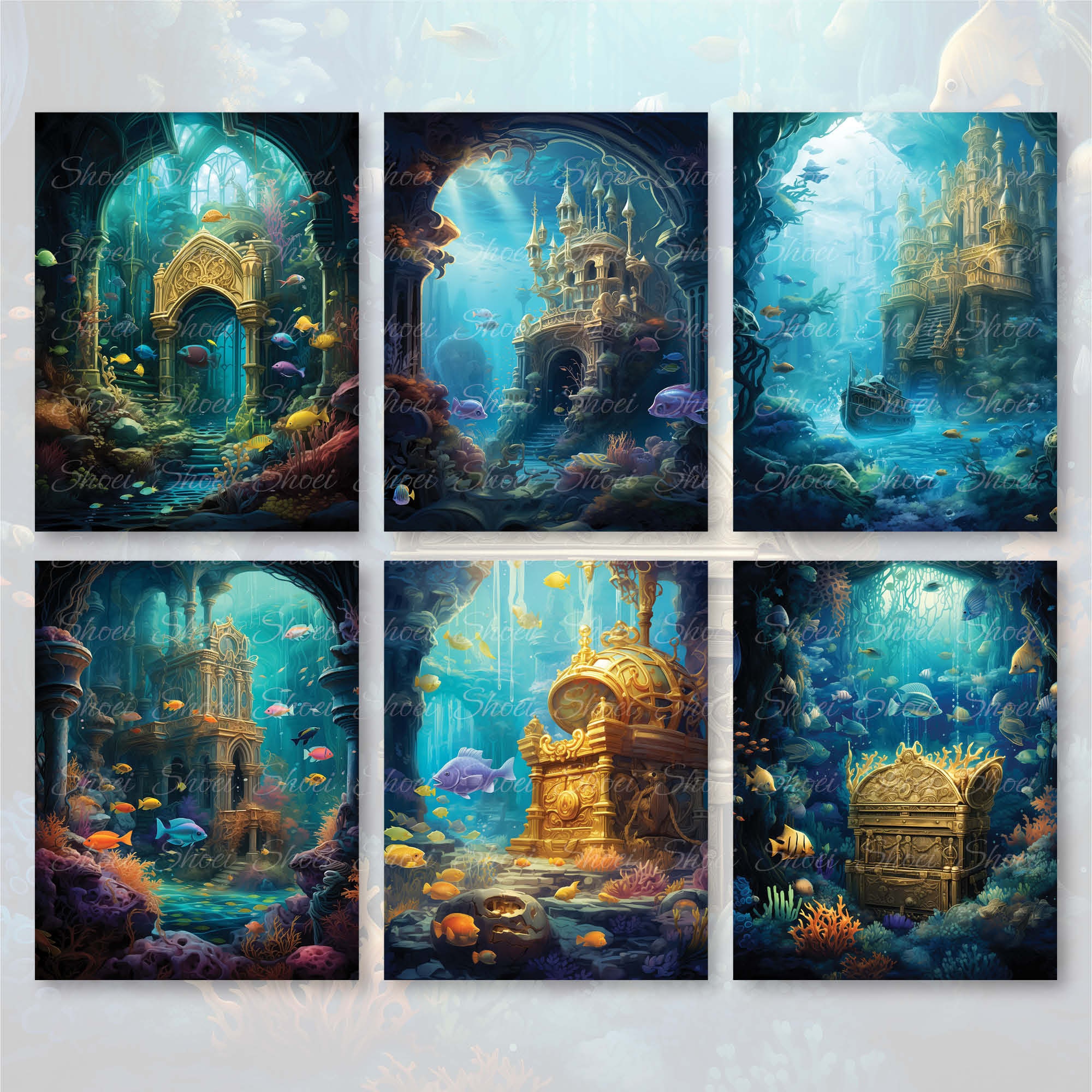 Enchanted Underwater Digital Paper: Fantasy Seascape Jpgs (US Letter ...