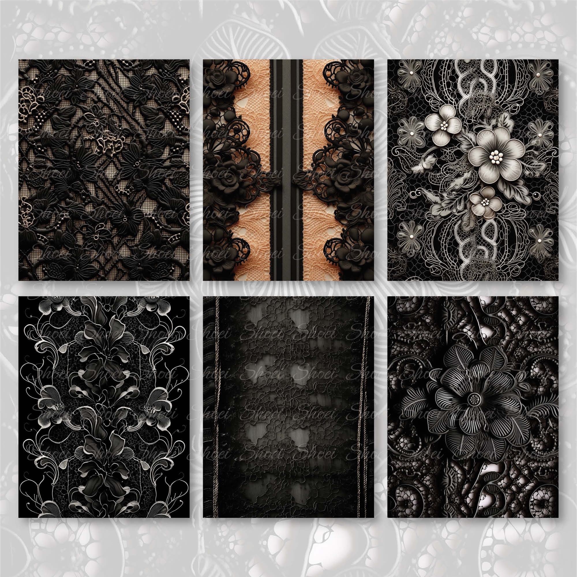 Black Lace Digital Paper for Junk Journal Kit, Mixed Media Art ...