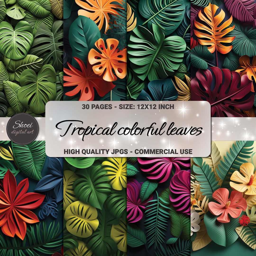 Tropical Paradise 12x12 Digital Paper Pack - Scrapbooking, Junk Journal ...