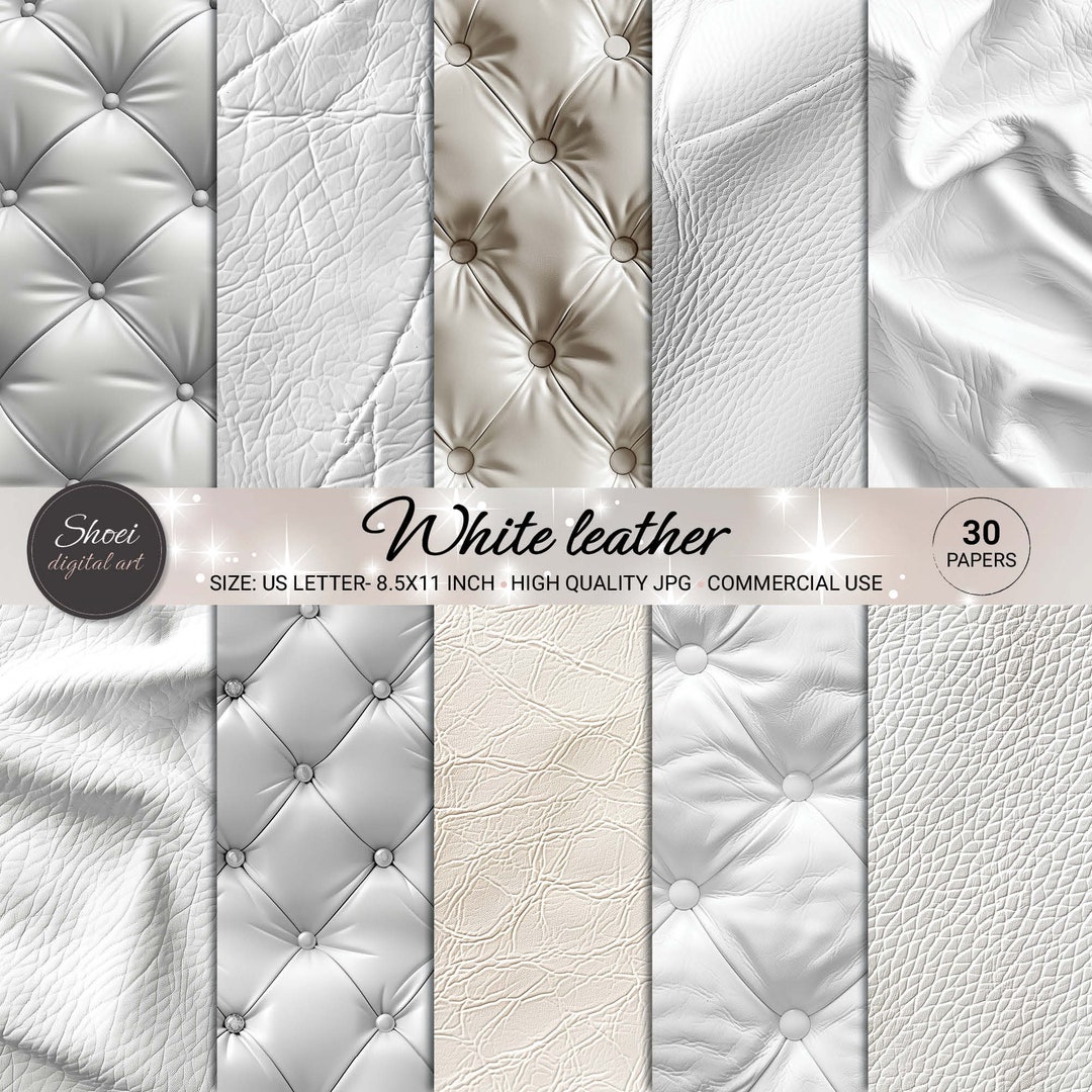 Luxurious White Leather Texture Digital Paper Set for Elegant Creative ...
