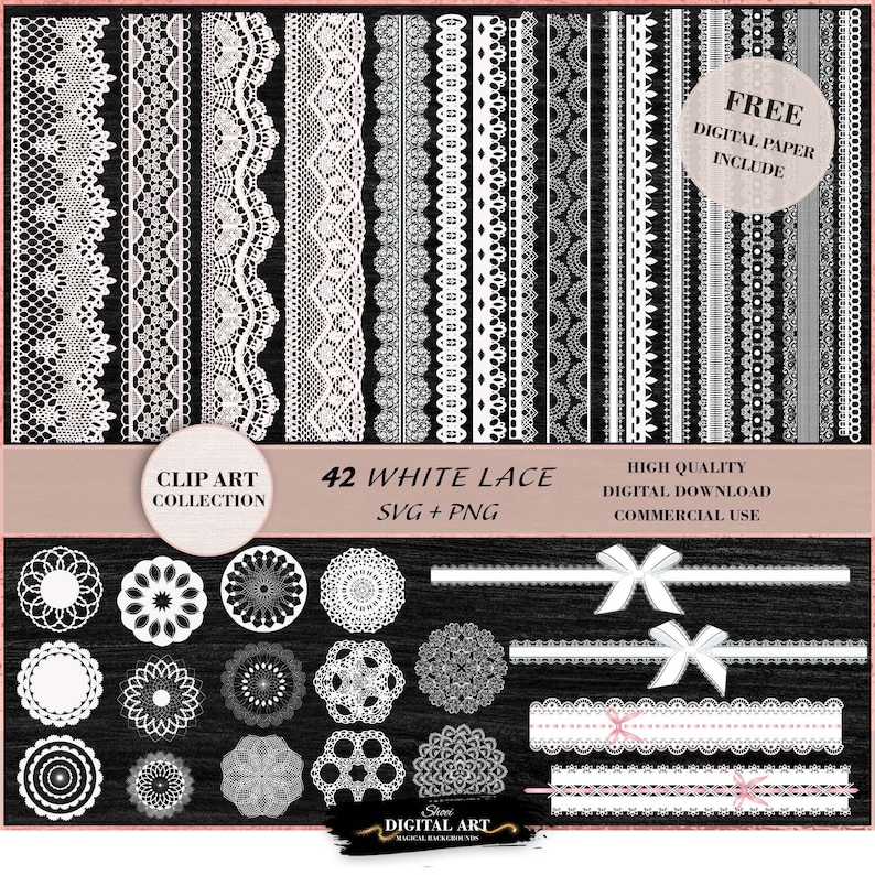 42 White Lace SVG and PNG, White Lace Borders and Circles for ...
