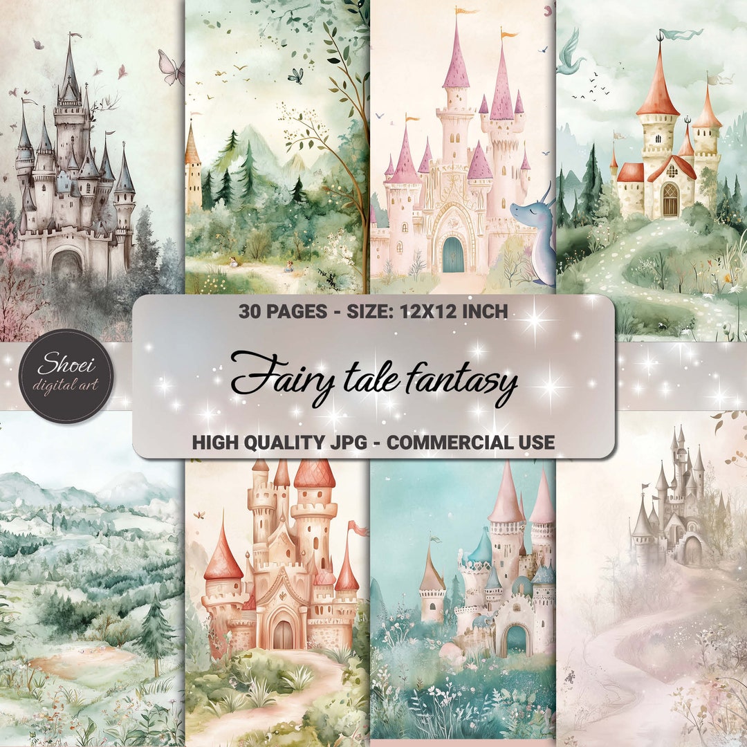 Fairy Tale Digital Paper: Fantasy Castle Scrapbook Pages (digital ...
