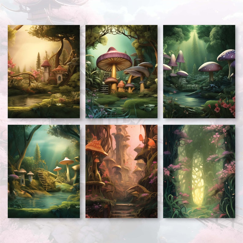 Printable Fantasy Forest Digital Paper, 30 Pages 8.5x11 Size for Junk ...