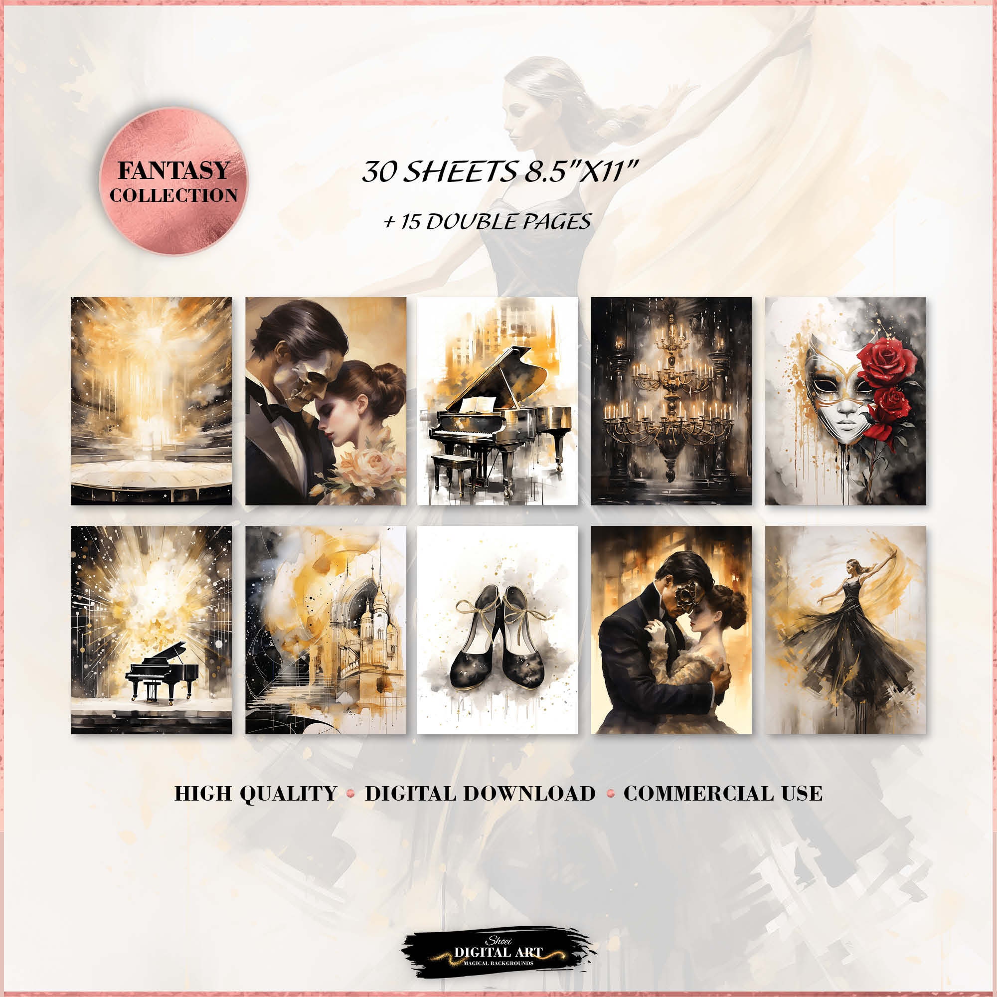 Opera Fantasy Digital Art for Junk Journal Kit, Mixed Media Art ...