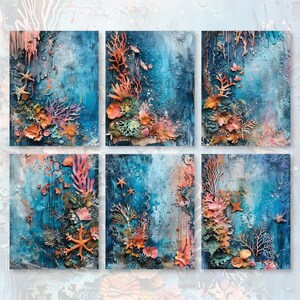 Coral Reef Digital Paper: 30 Mixed Media Ocean Designs (8.5x11 JPG) - Etsy