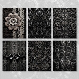 Black Lace Digital Paper for Junk Journal Kit, Mixed Media Art ...