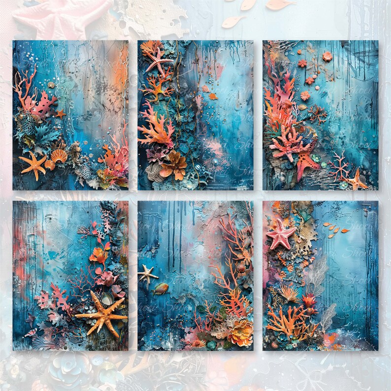 Coral Reef Digital Paper: 30 Mixed Media Ocean Designs (8.5x11 JPG) - Etsy