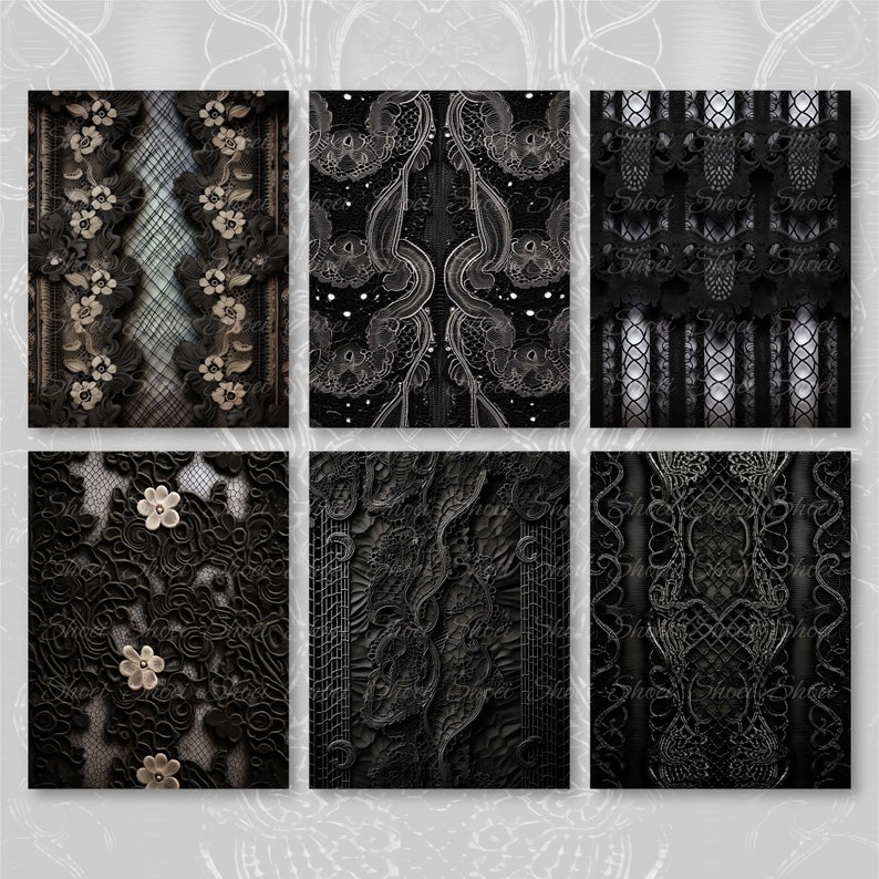 Black Lace Digital Paper for Junk Journal Kit, Mixed Media Art ...