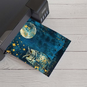 Printable Owl Theme Blue Night Digital Paper, 30 Pages 8.5X11 Size for ...