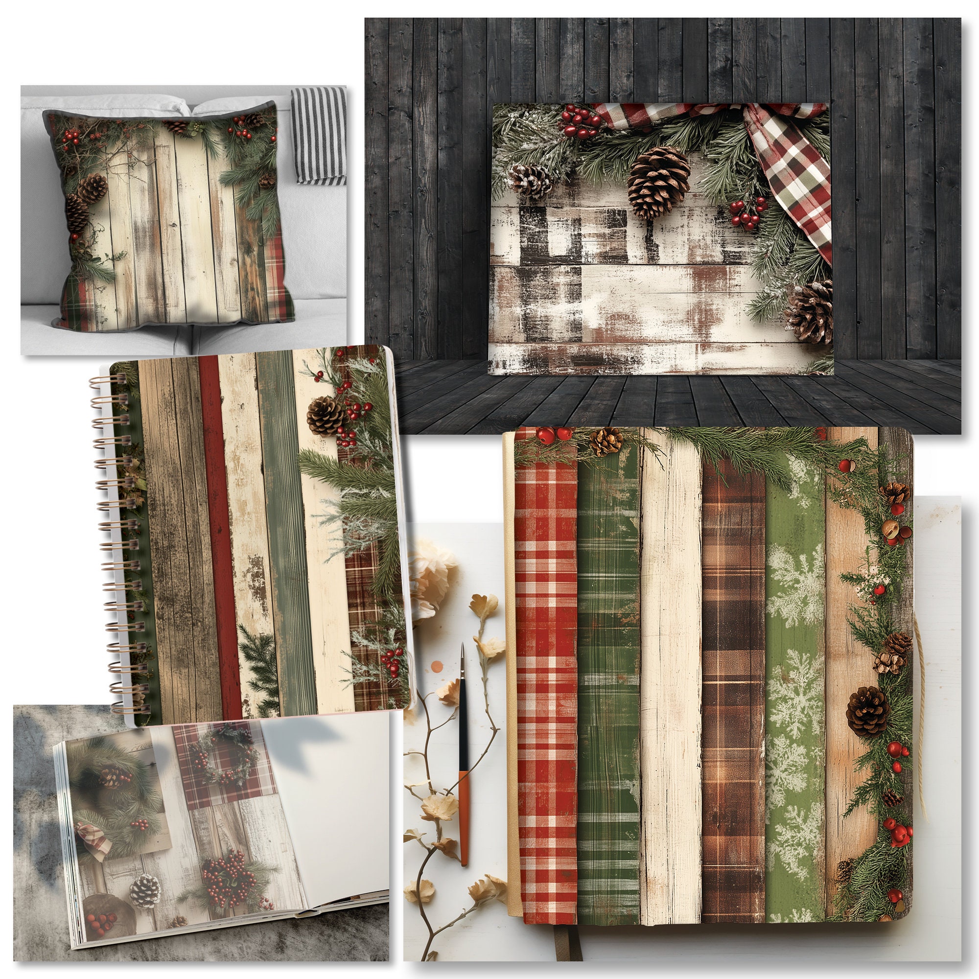 Rustic Christmas Digital Paper Collection - 30 Pages for Junk Journal ...