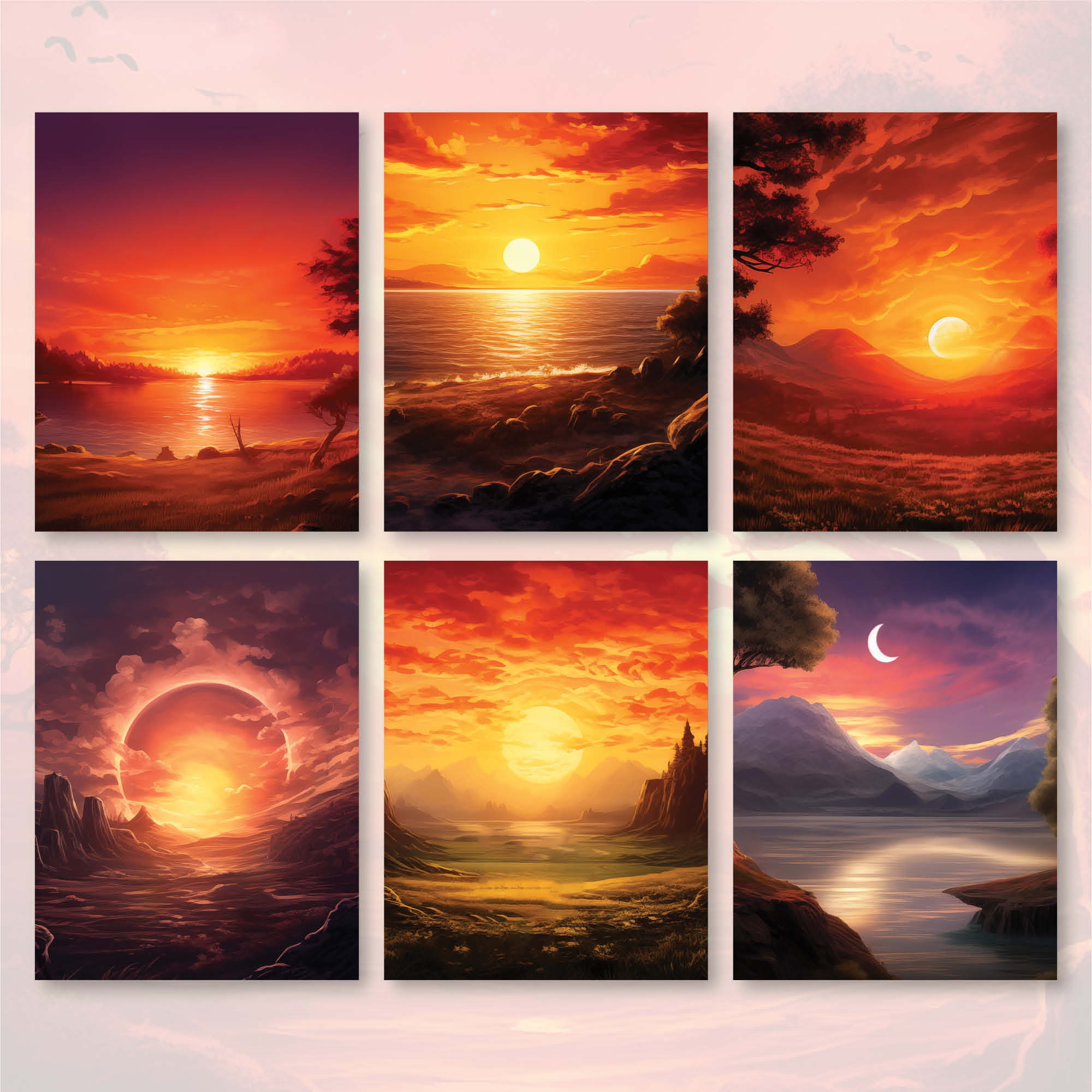 Printable Amazing Sunset Digital Paper, 30 Pages 8.5x11 Size for Junk ...