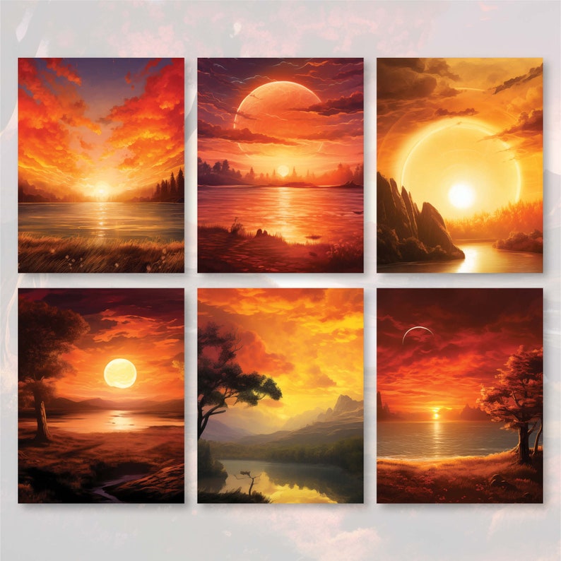 Printable Amazing Sunset Digital Paper, 30 Pages 8.5x11 Size for Junk ...