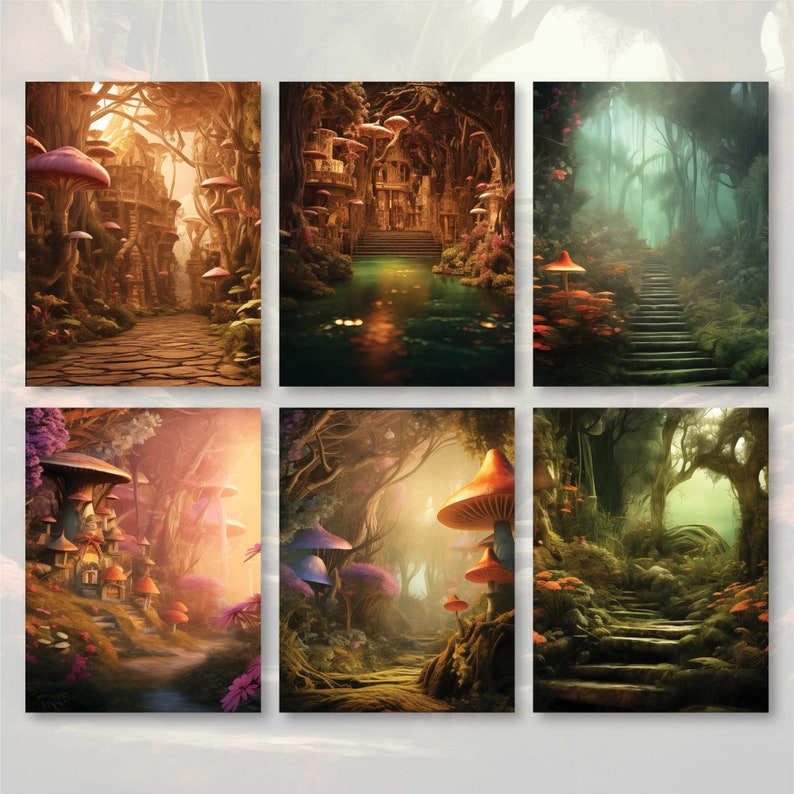 Printable Fantasy Forest Digital Paper, 30 Pages 8.5x11 Size for Junk ...