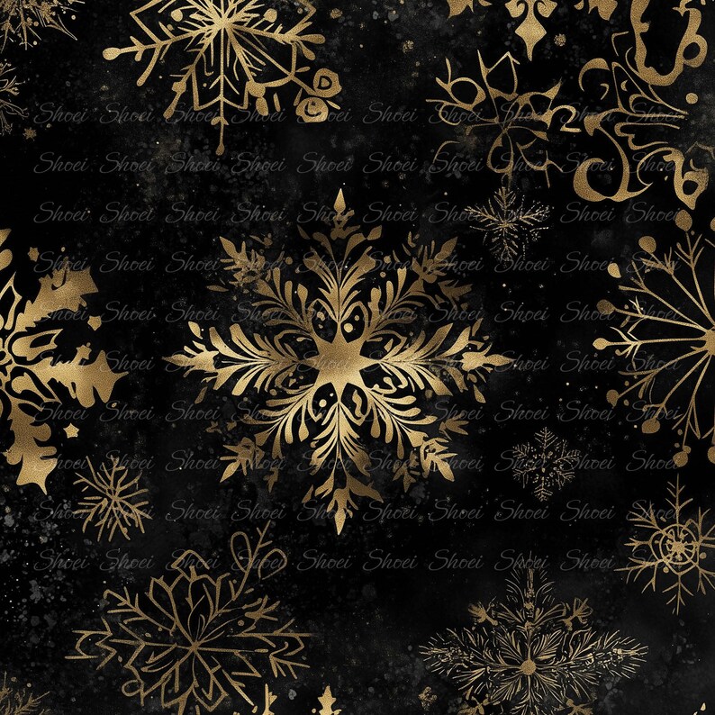Black & Gold Christmas Digital Paper: 30-page Scrapbook Kit (12x12 Inch ...