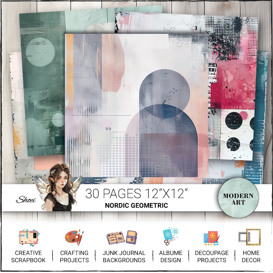 Modern Minimalist 12X12 Digital Paper for Scrapbooking Paper, Junk ...