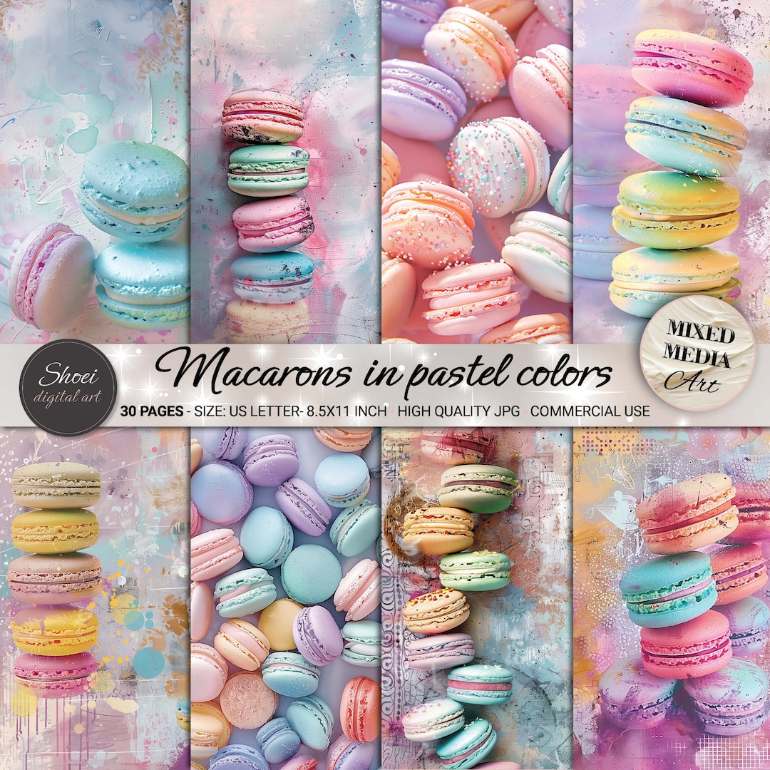 Pastel Macarons Digital Paper: 30 Bakery Designs (8.5x11 JPG) - Etsy