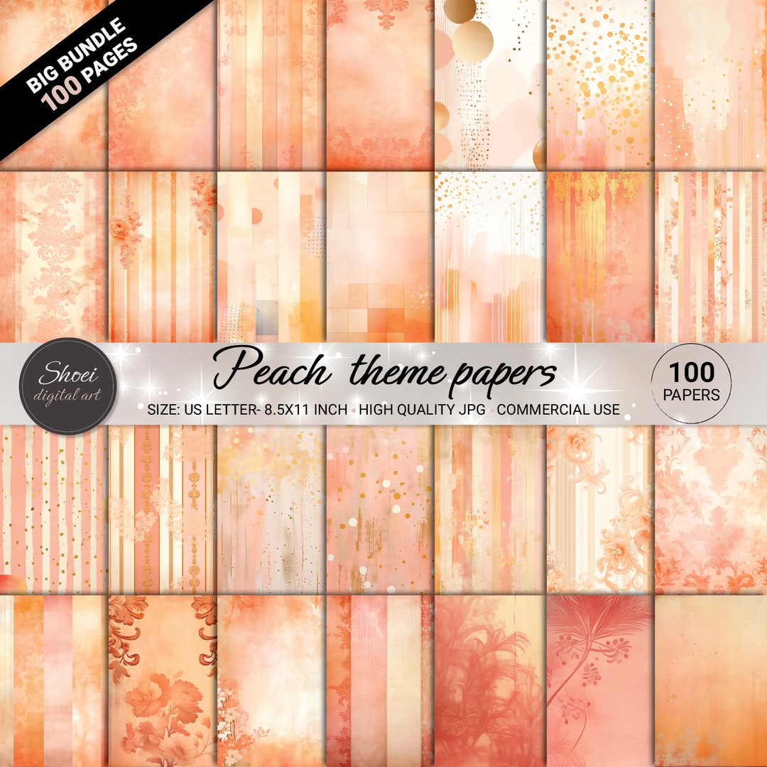 Peach Digital Paper Pack: 100 Soft Hue Designs (8.5x11 JPG) - Etsy
