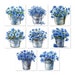 Blue Flowers Bouquet Clipart Bundle Digital Art for Scrapbooking, Card ...