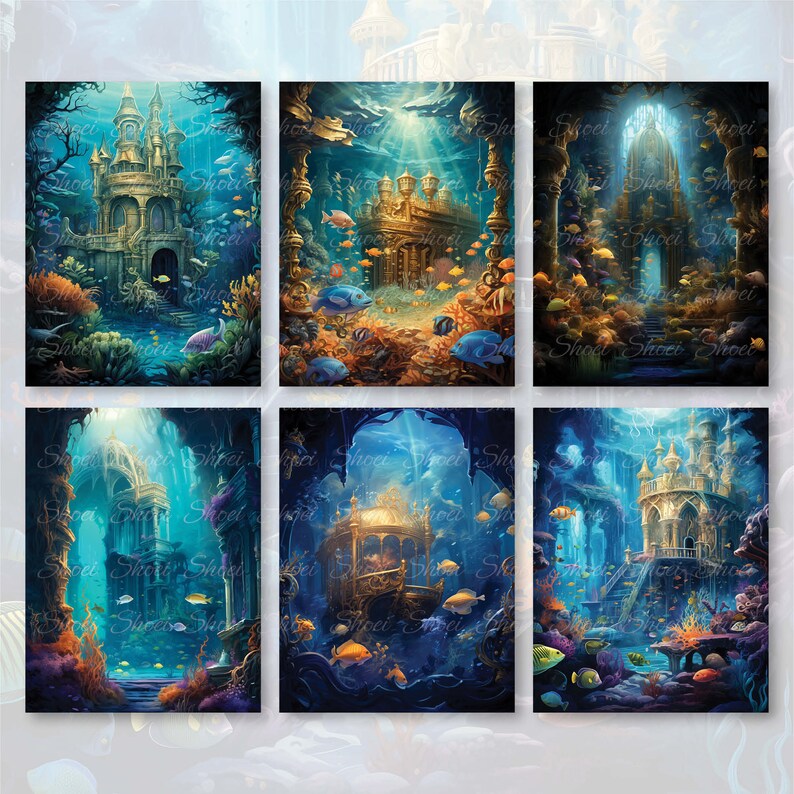 Enchanted Underwater Digital Paper: Fantasy Seascape Jpgs (US Letter ...