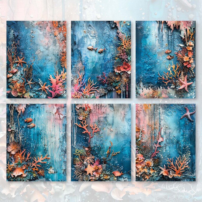 Coral Reef Digital Paper: 30 Mixed Media Ocean Designs (8.5x11 JPG) - Etsy