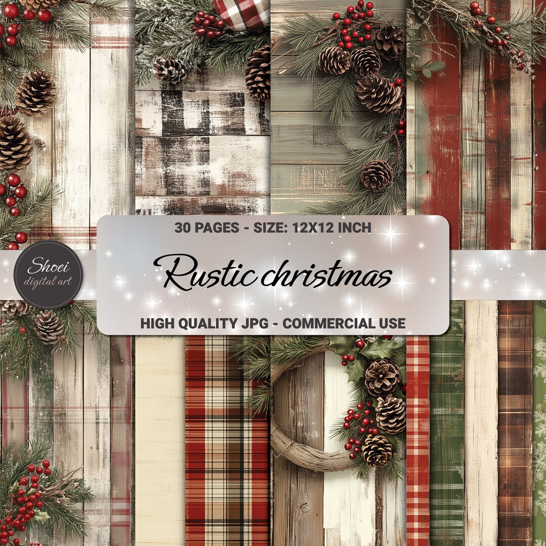 Rustic Christmas Digital Paper Collection - 30 Pages for Junk Journal ...