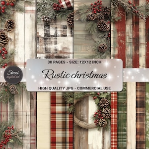 Rustic Christmas Digital Paper Collection - 30 Pages for Junk Journal ...