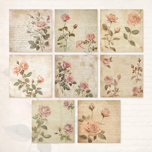 Vintage Roses Digital Paper, Antique Floral Scrapbook Paper, Shabby ...