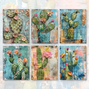 Whimsical Cactus Digital Papers: Mixed Media Designs (8.5x11 JPG) - Etsy