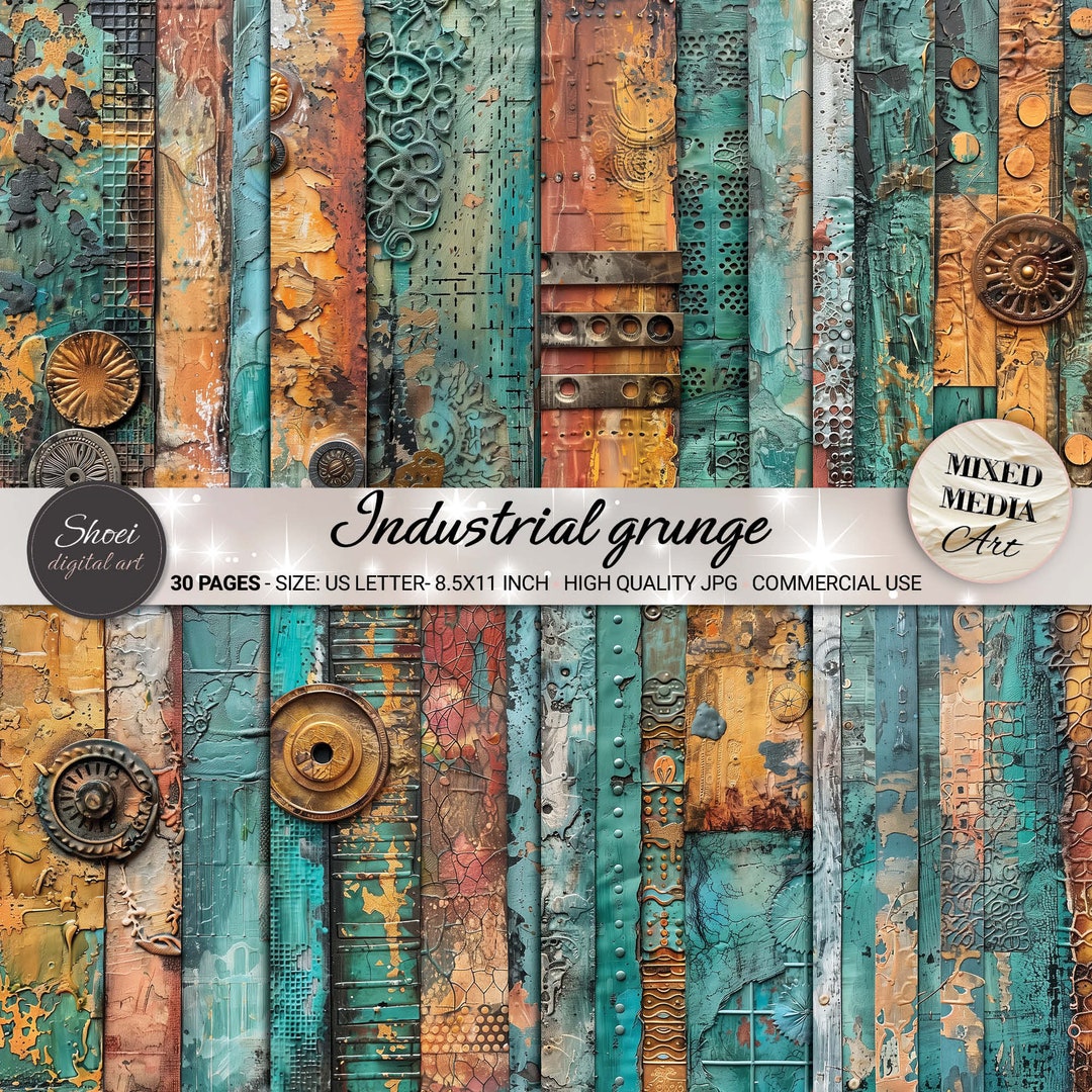 Printable Industrial Grunge Digital Paper, 30 Pages 8.5X11 Size for ...